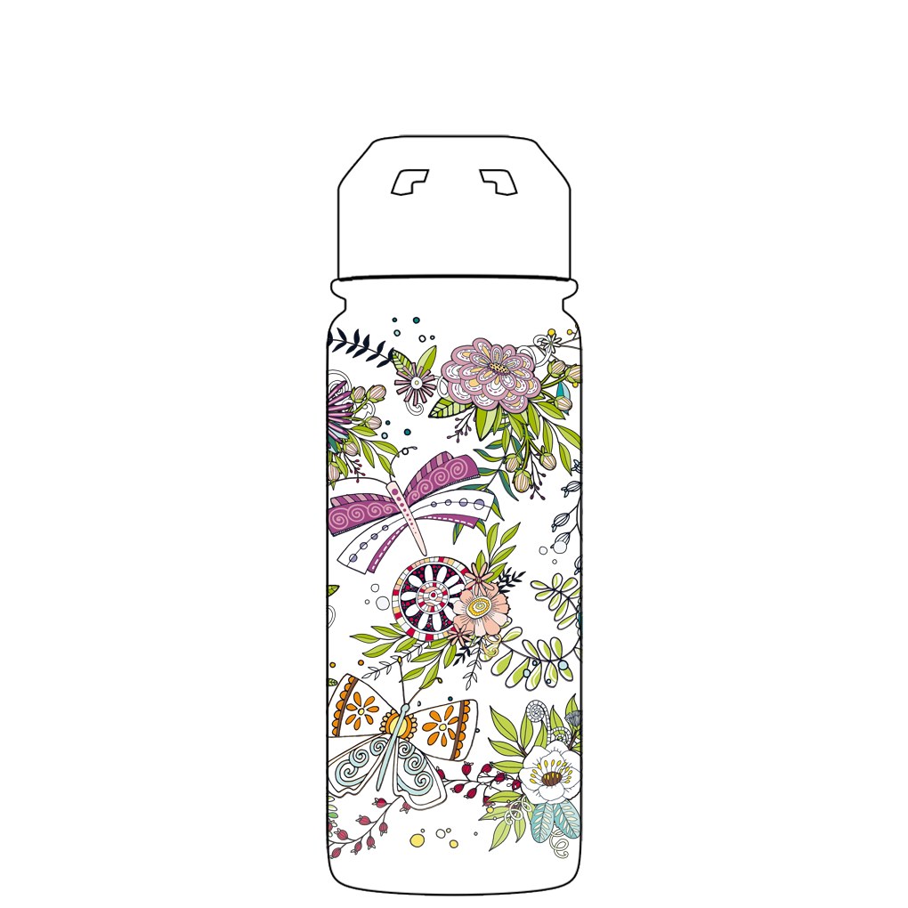 Water bottle with straw - Gen 2 Butterfly Beauty Pattern - Proworks Bottles