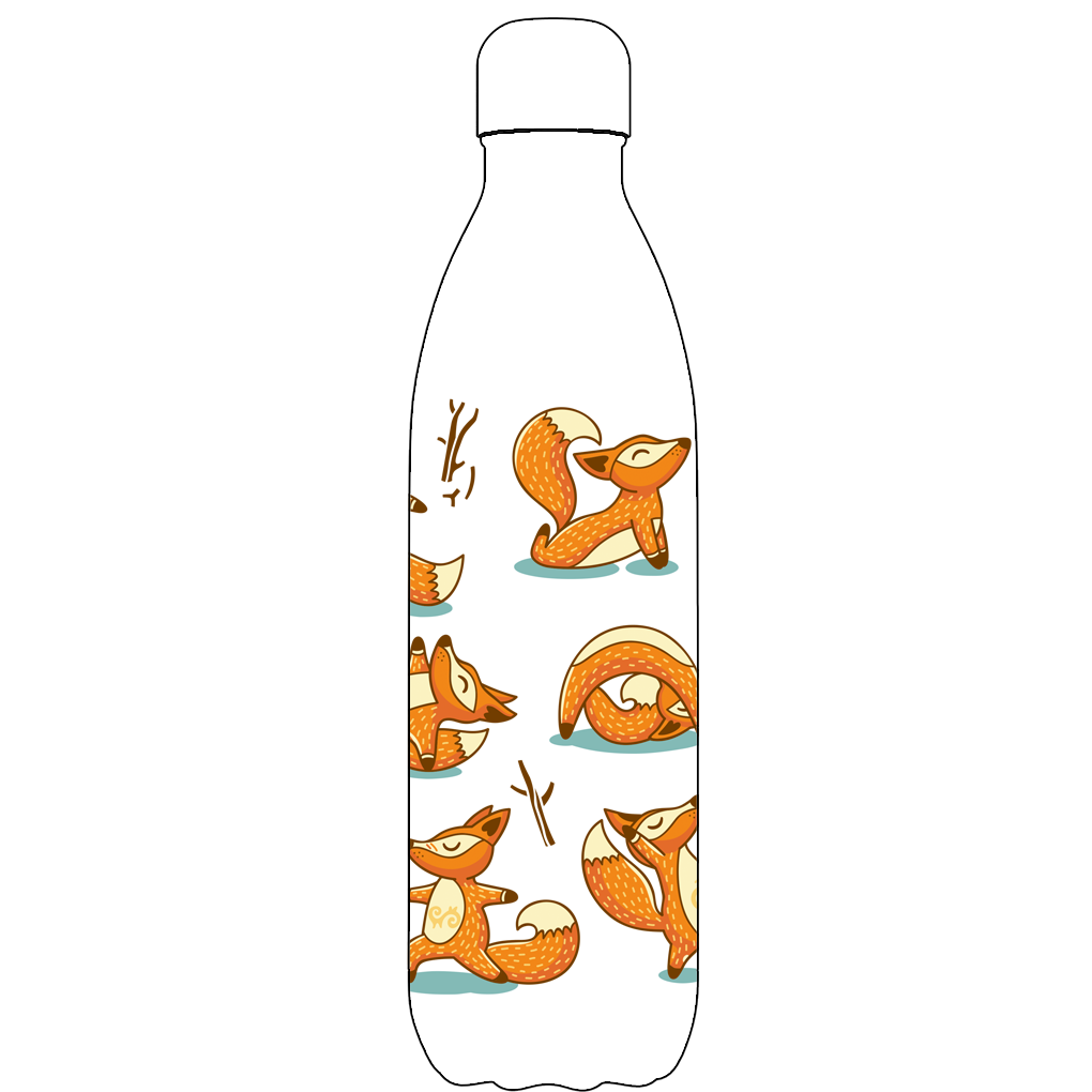 Original Fox Water Bottle - Fox Yoga Pattern - Proworks Bottles